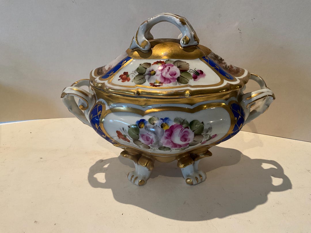 Mini Porcelain Soup Tureen With Hand-painted Baroque Decorationlimoges ...