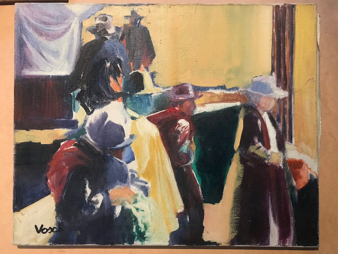 Ölgemälde auf Leinwand, südamerikanische Figuren, von Marc Vosch, 1970 ...