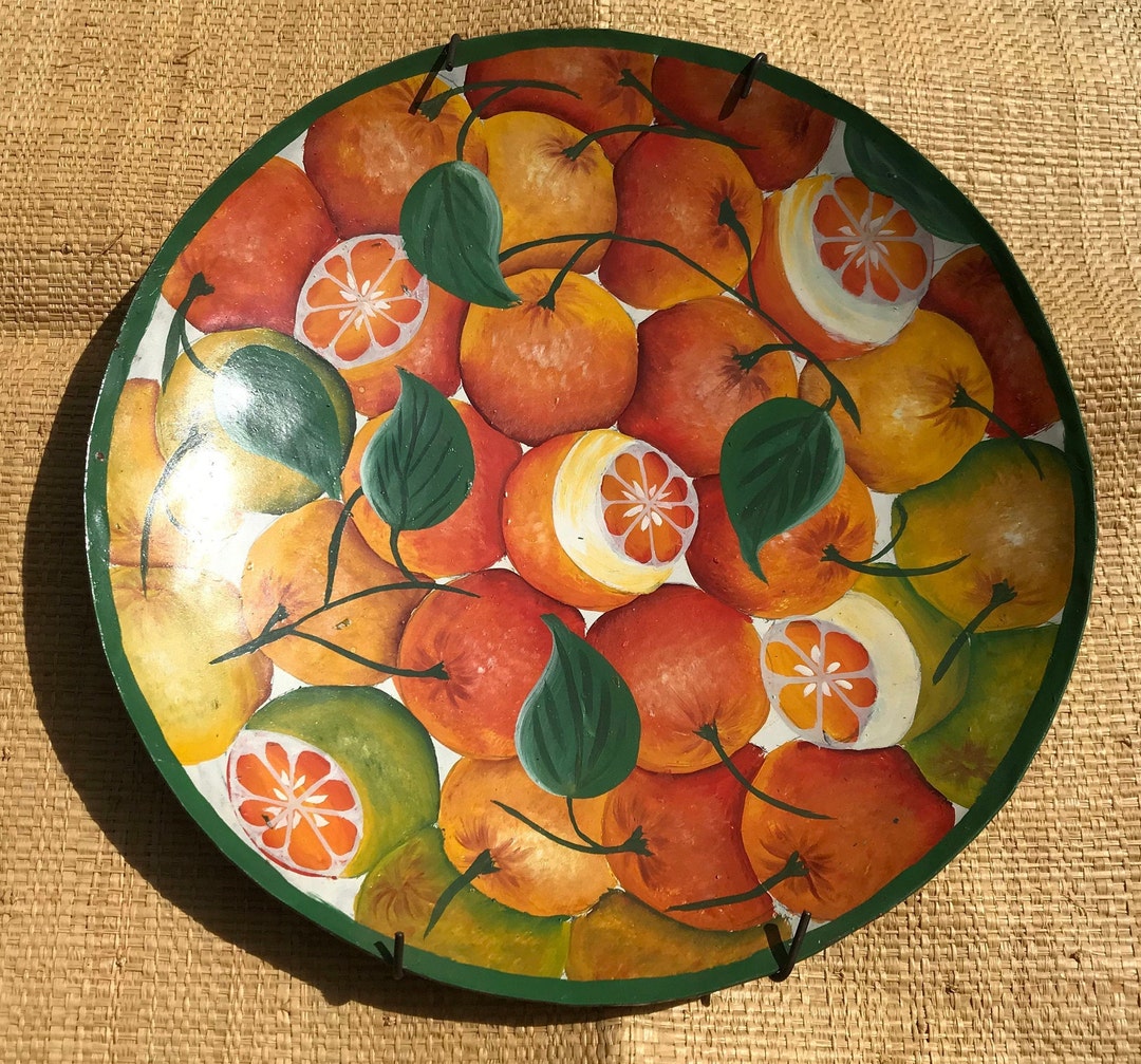 Decorative Hand Painted Metal Plate - Etsy