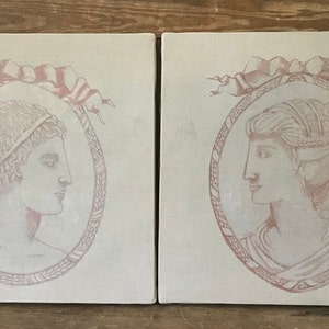 Pair of Hand Painted Profile Portraits on Canvas | Etsy