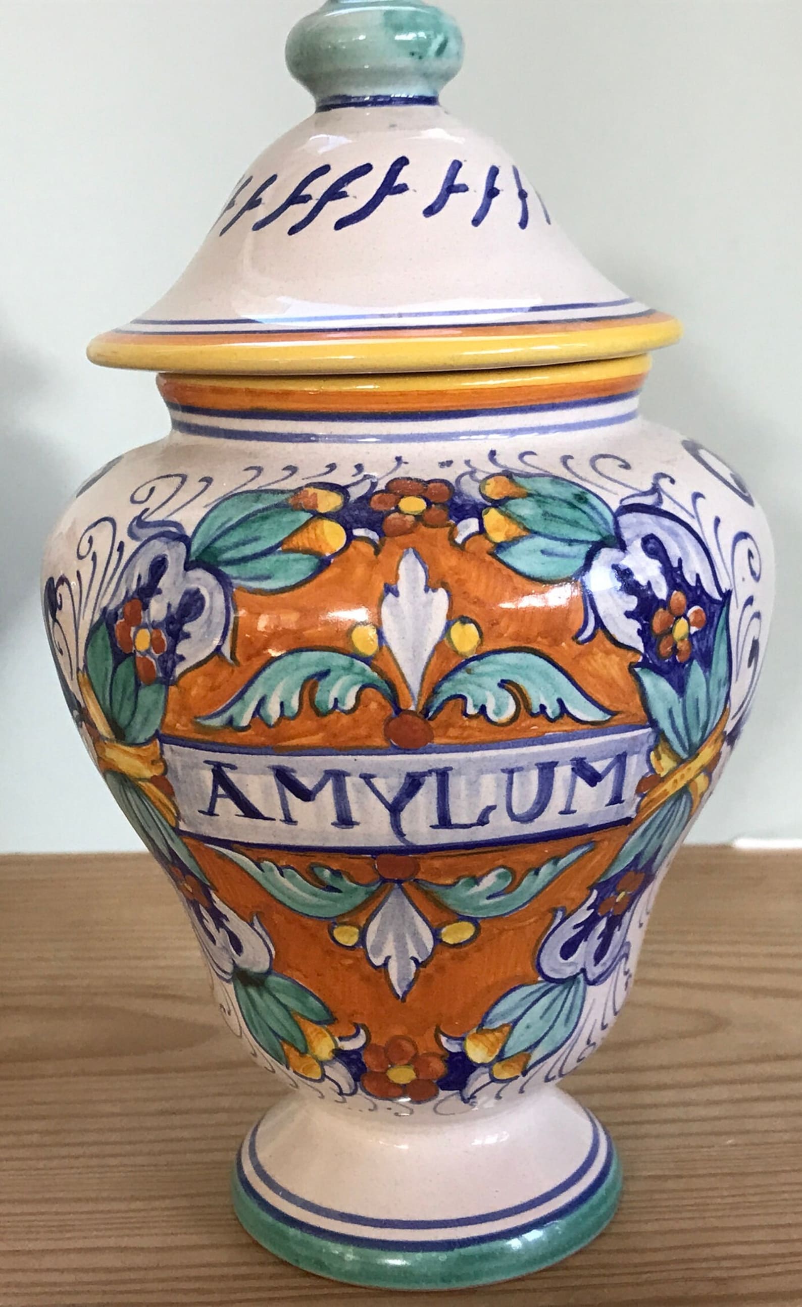 Pair of Medicine Jars With Lid, Hand Painted, Italian Majolica, Deruta ...
