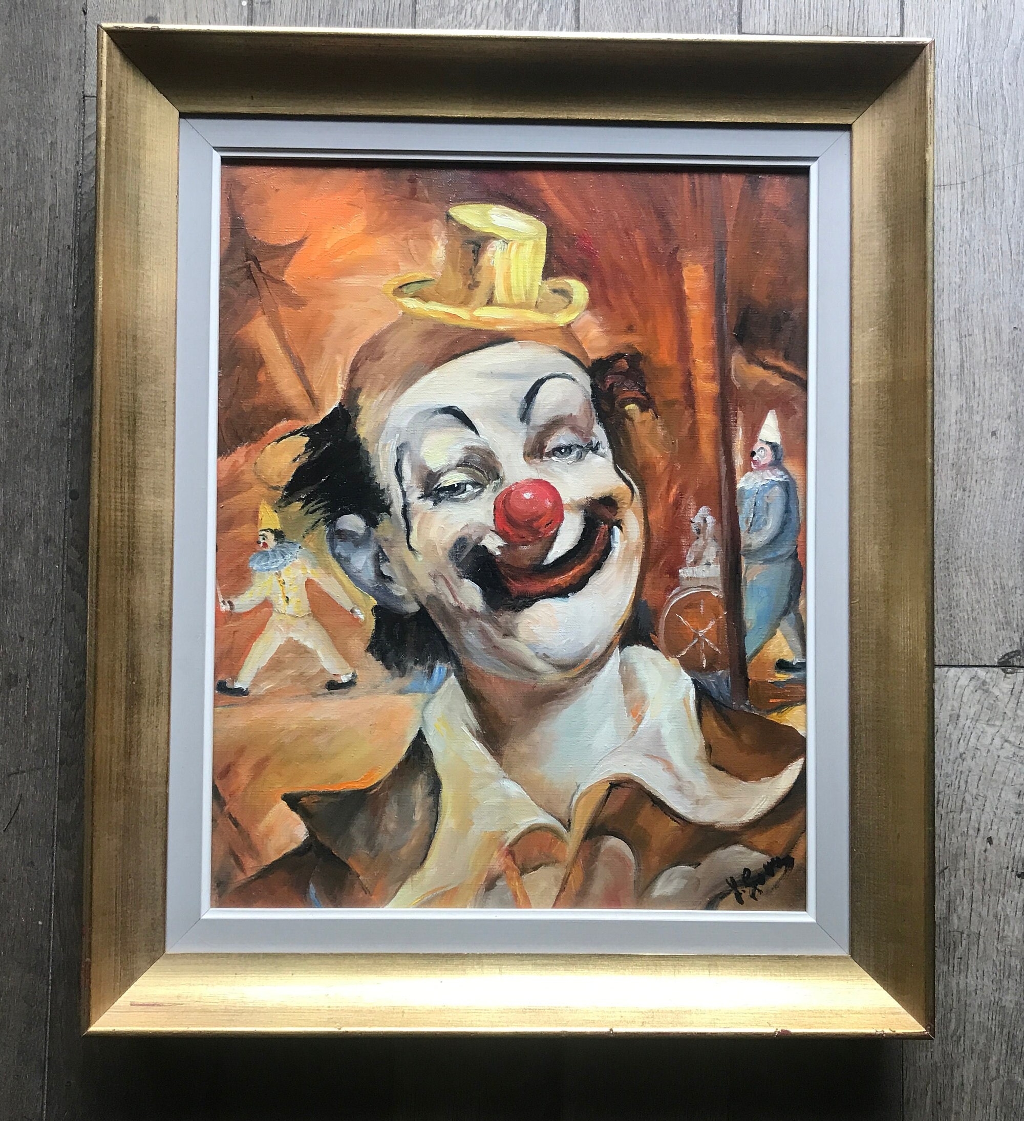 Oil Painting on Canvas, Clown in a Circus, Signature Bottom Right - Etsy
