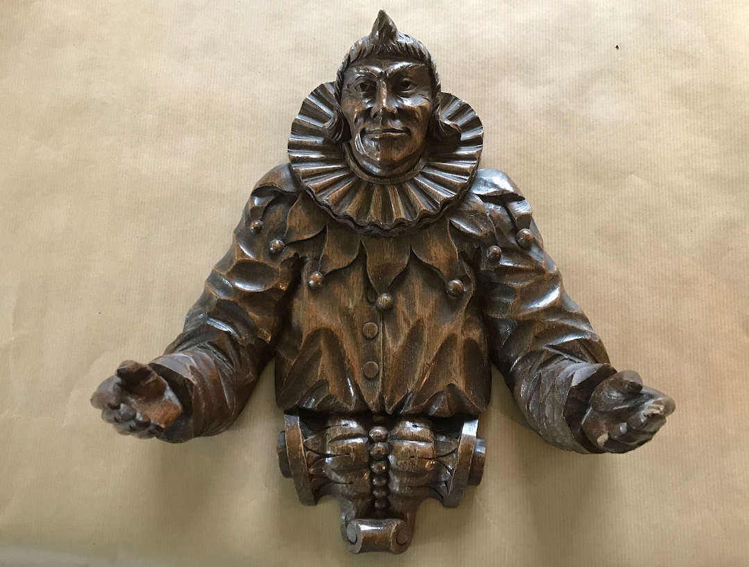 Wooden Wall Sculpture, Harlequin With Outstretched Hands - Etsy