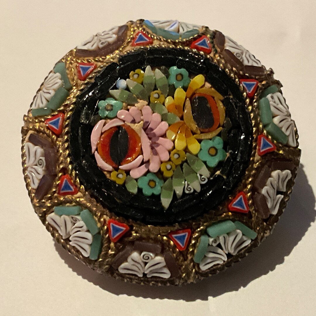 Round Pin 1950, Micromosaic Pin - Etsy