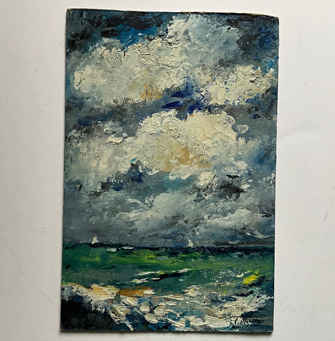 Oil Painting on Cardboard, Sea Landscape, Fernand Marie - Etsy