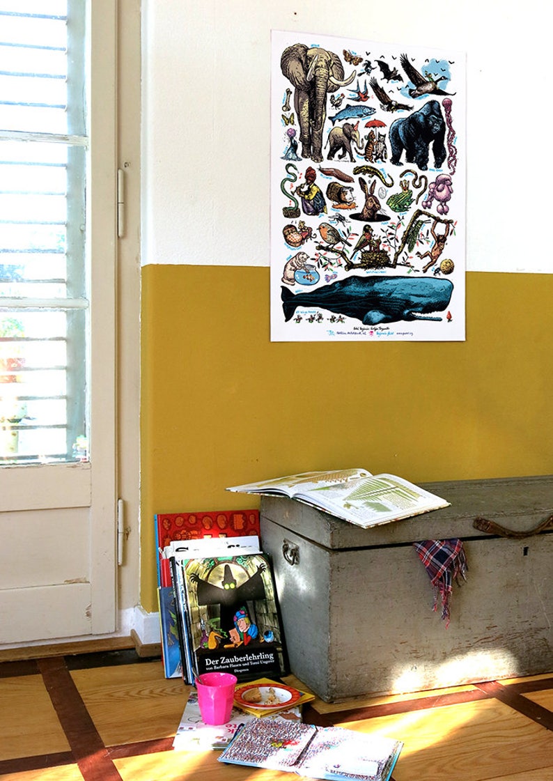 Funny Zoo Poster Illustration Animal Garden Collection Children Pet ...