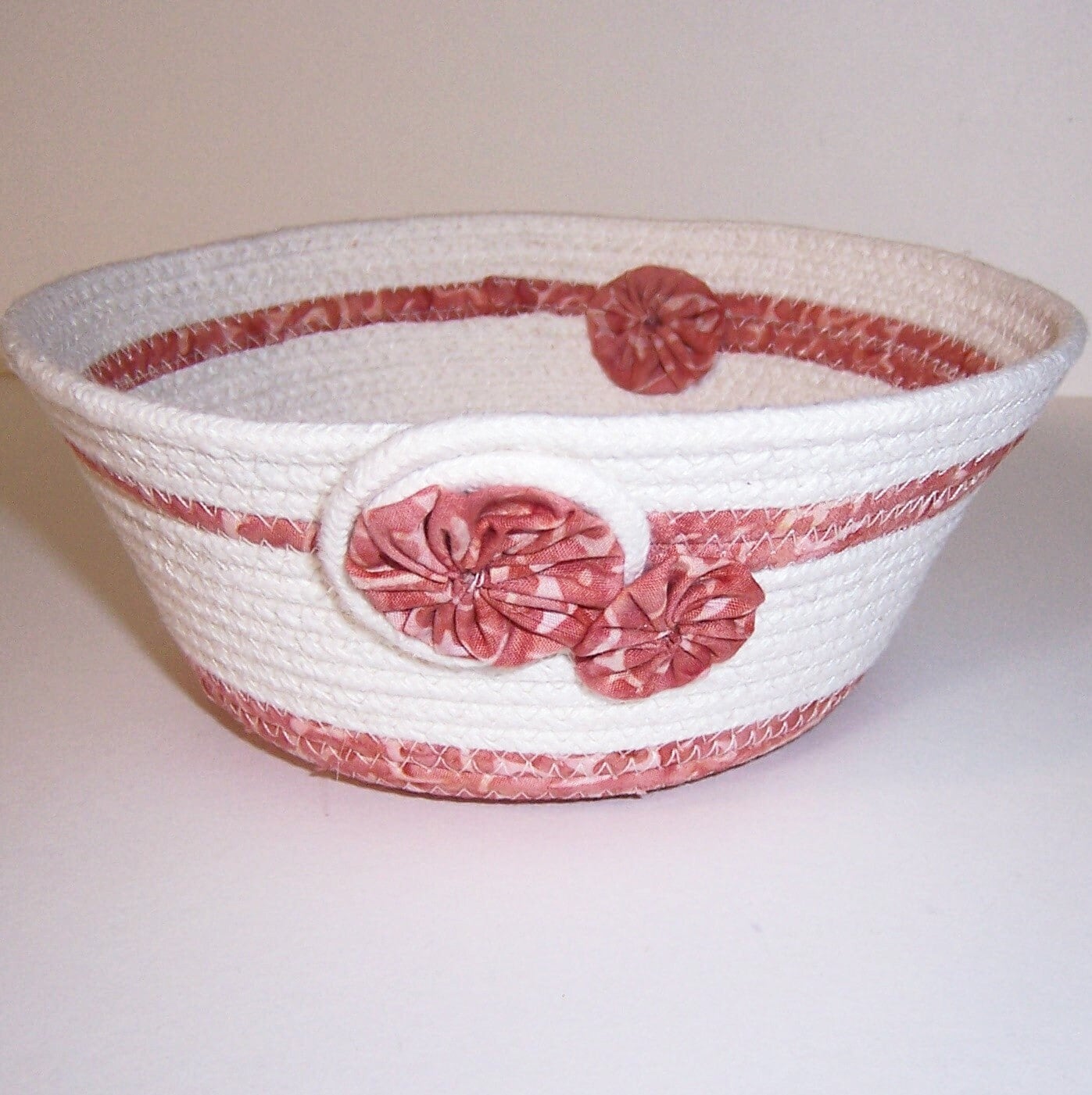 Small Rope Bowl, Coiled Rope Basket, Batik Rope Bowl, Yo Yo Trim Basket ...