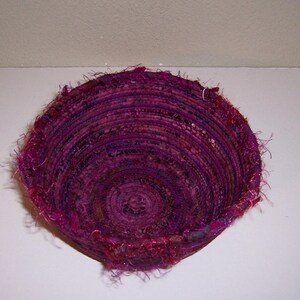 Plum Batik Coiled Rope Basket With Fringe Trim, Coiled Rope Container ...