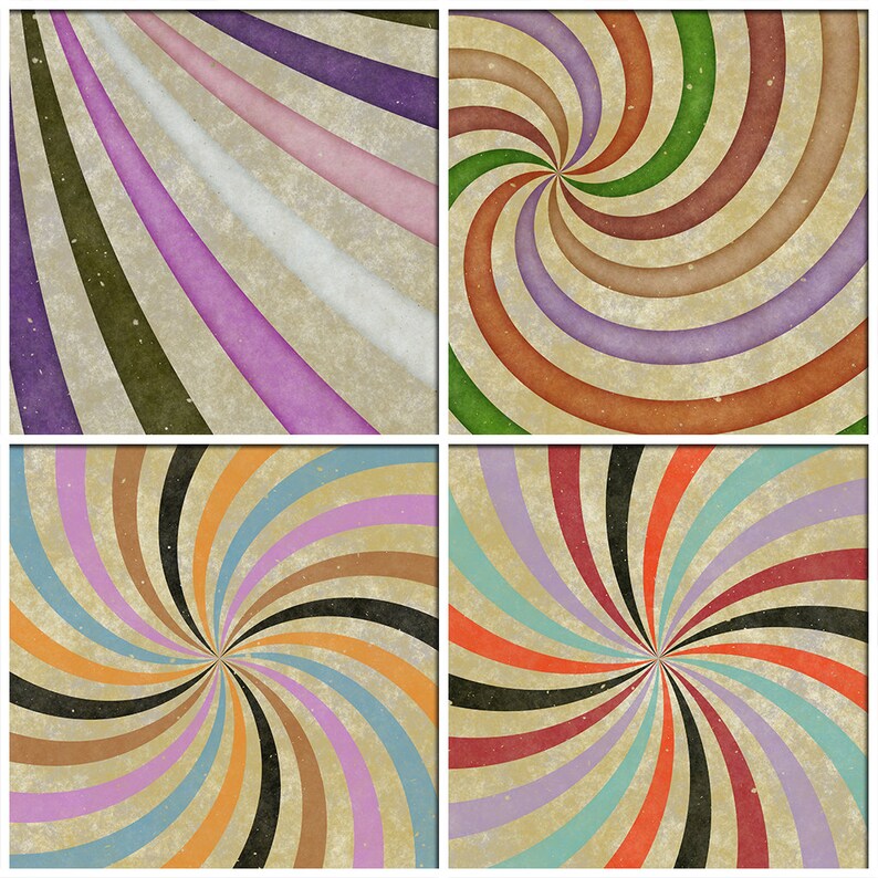 1970s Retro Groovy Swirly Patterned Digital Papers 12 X 12 Inch 300 DPI ...