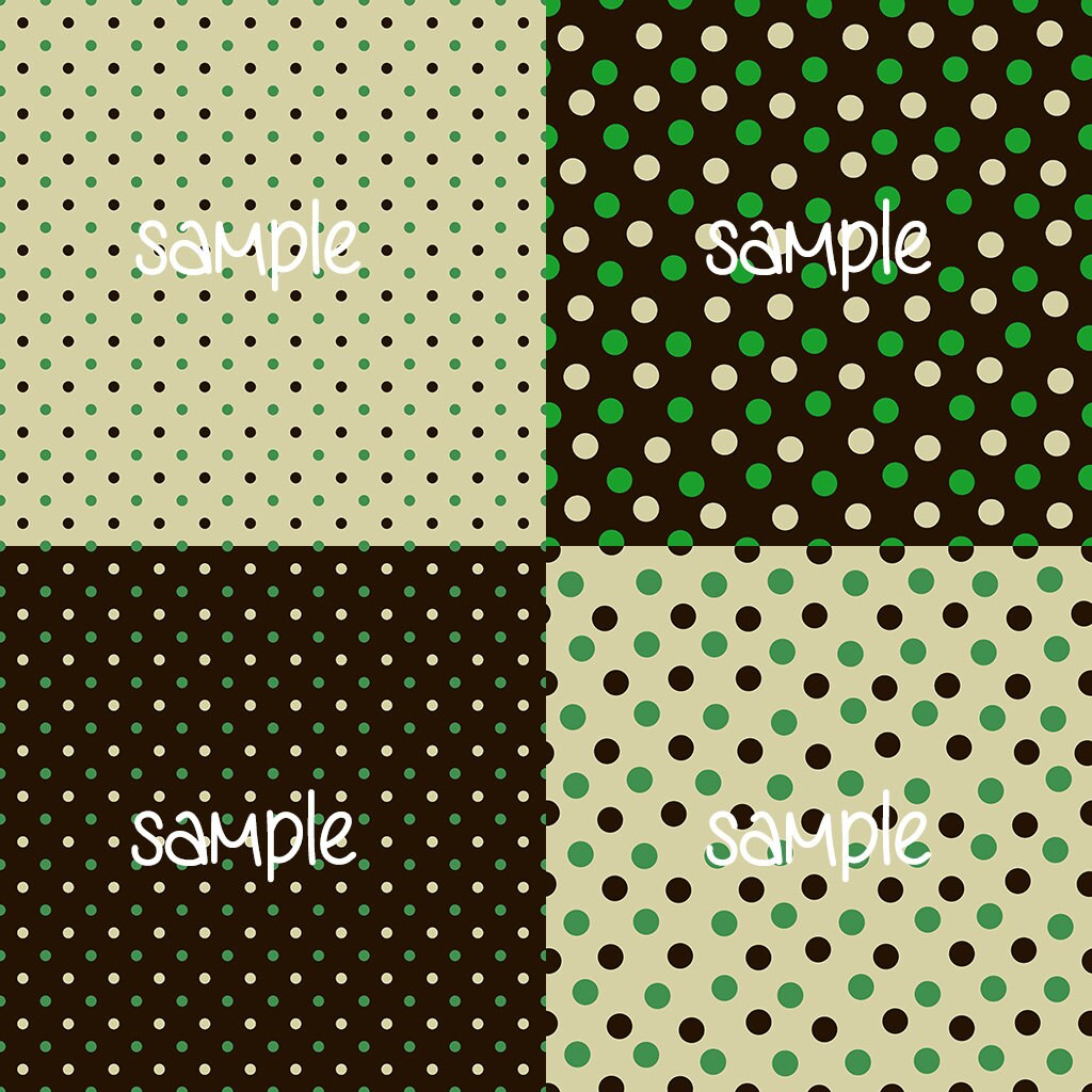 18 Seamless Mint Green Chocolate Brown and Cream Polka Dot and Striped ...