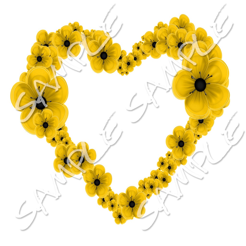 Modern Bright Coloured Flowery Heart Shaped Frames Wreaths 9 Inch PNG ...