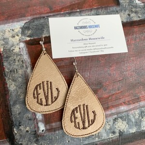 Monogrammed Leather Earrings - Etsy