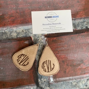 Monogrammed Leather Earrings - Etsy