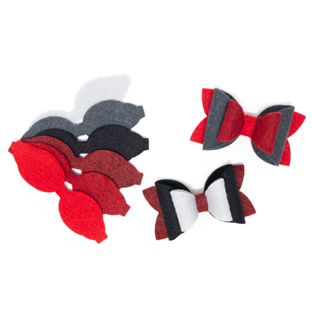 3 Inch Wool Felt Die Cuts // 6 Bows - Red Brick or Mix and Match - Etsy