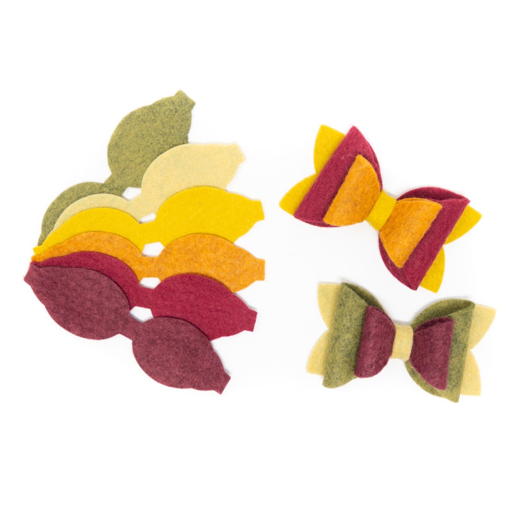 3 Inch Wool Felt Die Cuts // 6 Bows - Fall Leaves or Mix and Match - Etsy