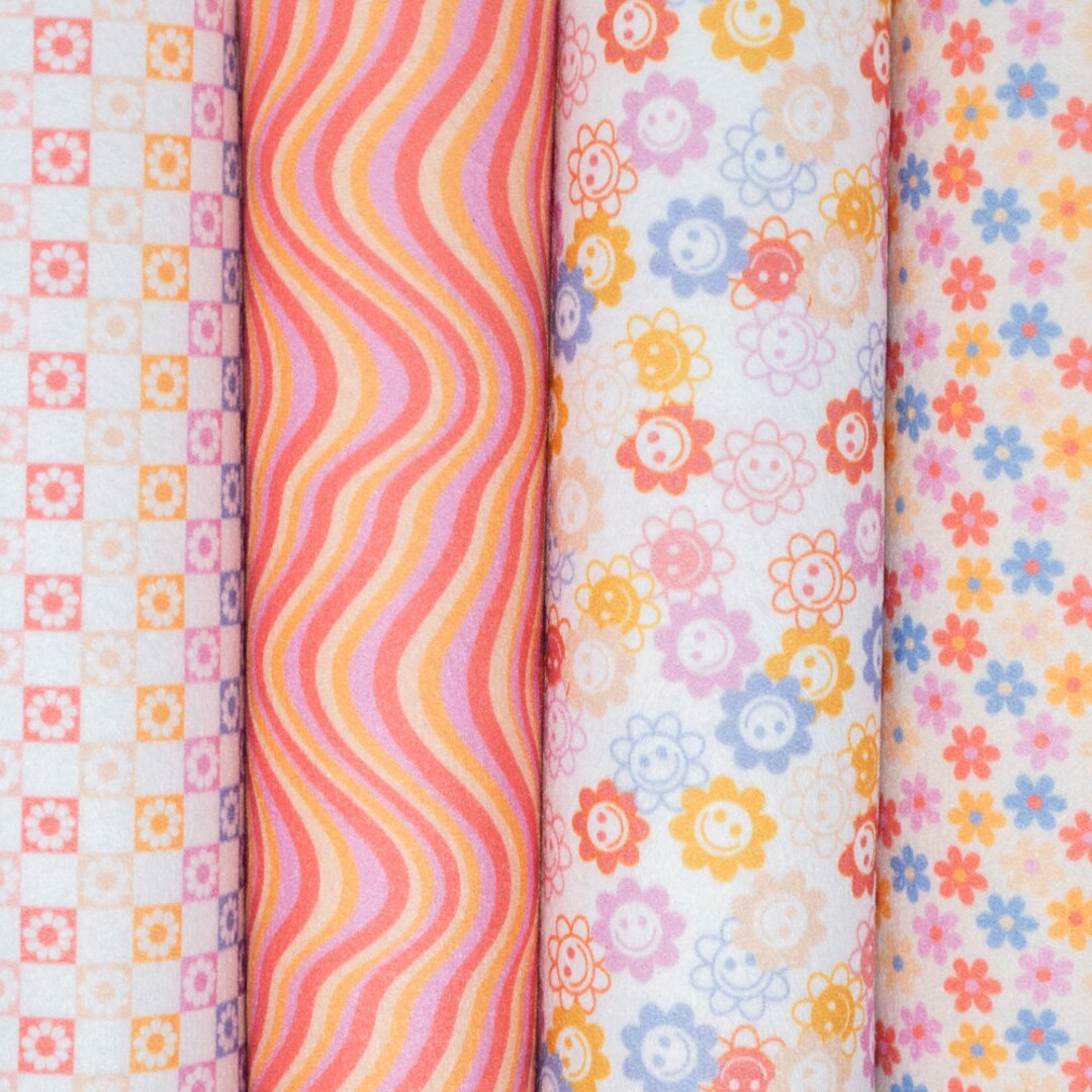 Groovy Floral Printed Felt Sheet // Made in USA // Kid Friendly - Etsy