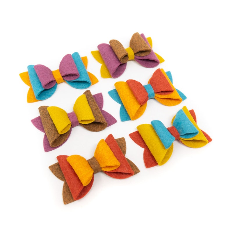 3 Inch Wool Felt Die Cuts // 6 Bows - Hayride or Mix and Match - Etsy