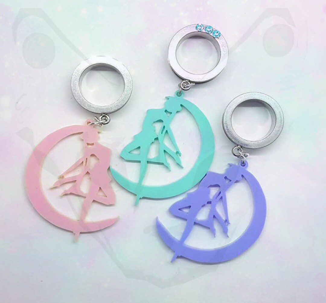Pair of Pastel Ice Cream Sailor Moon Pendant Dangle Ear Plug Tunnel - Etsy