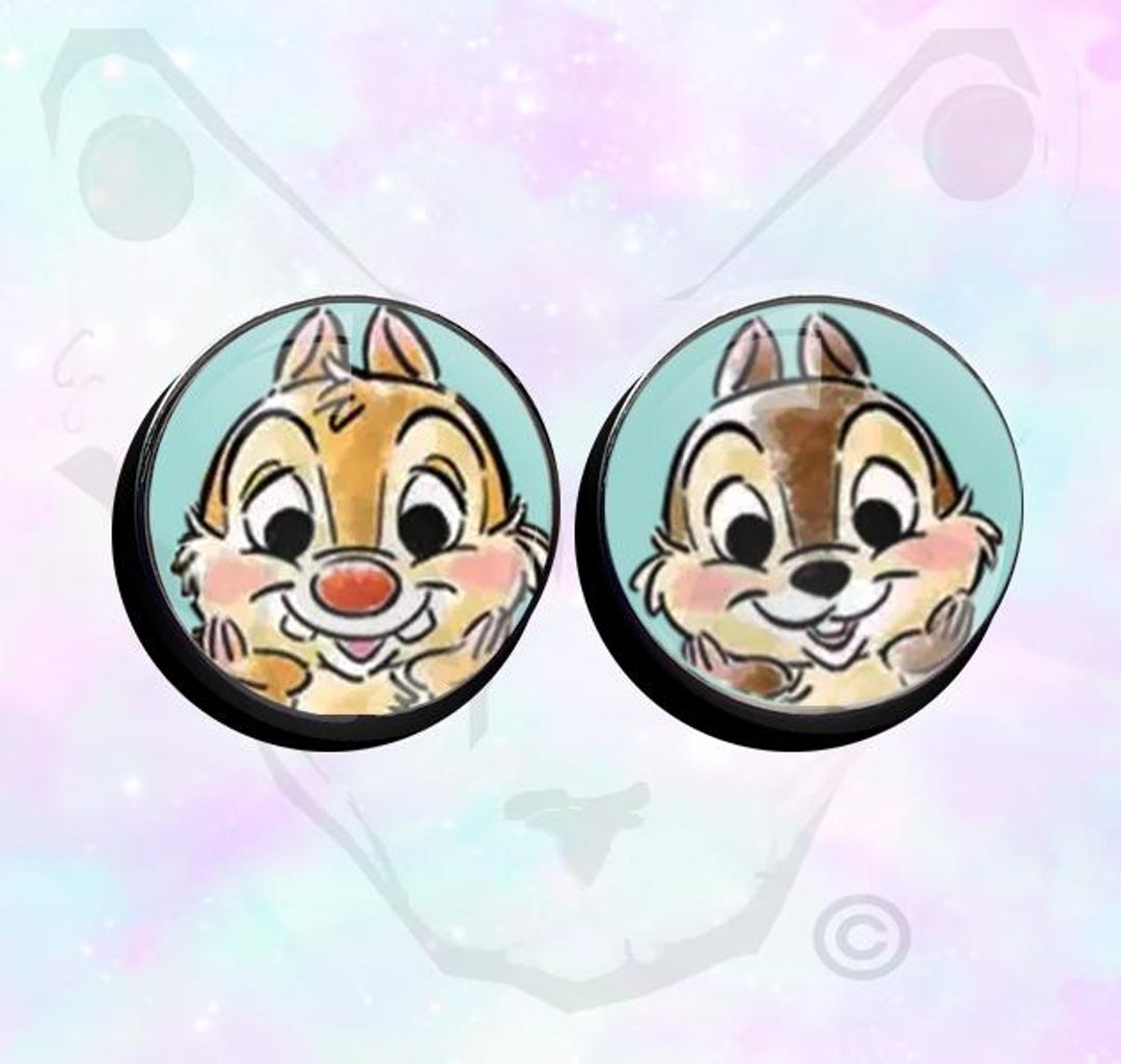 Big Size Pair Chip and Dale Cute Face on Ear Plugs up to 50mm (2") - Etsy