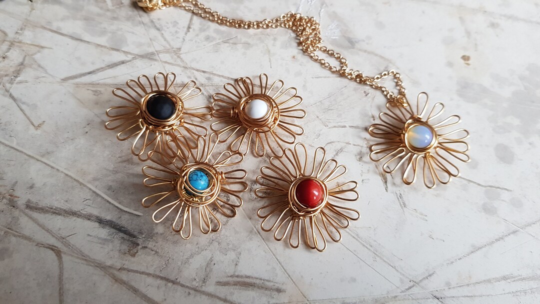 Wire Wrap Stone, Wire Wrapped Pendant With Natural Stone, Handmade ...