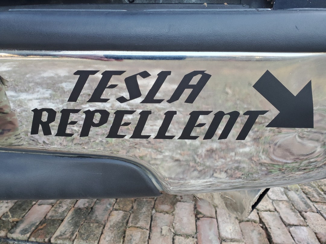 Tesla Repellent Vinyl Decals (2) - Etsy