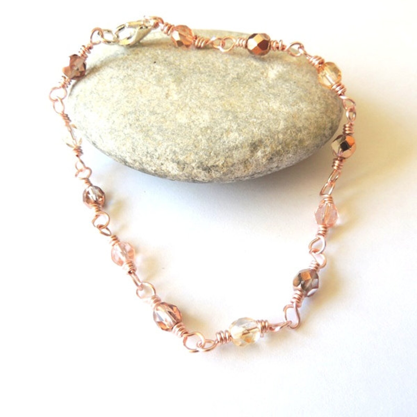 Rose Gold Wire Handmade Ankle Bracelet Flower Girl Gift - Etsy UK