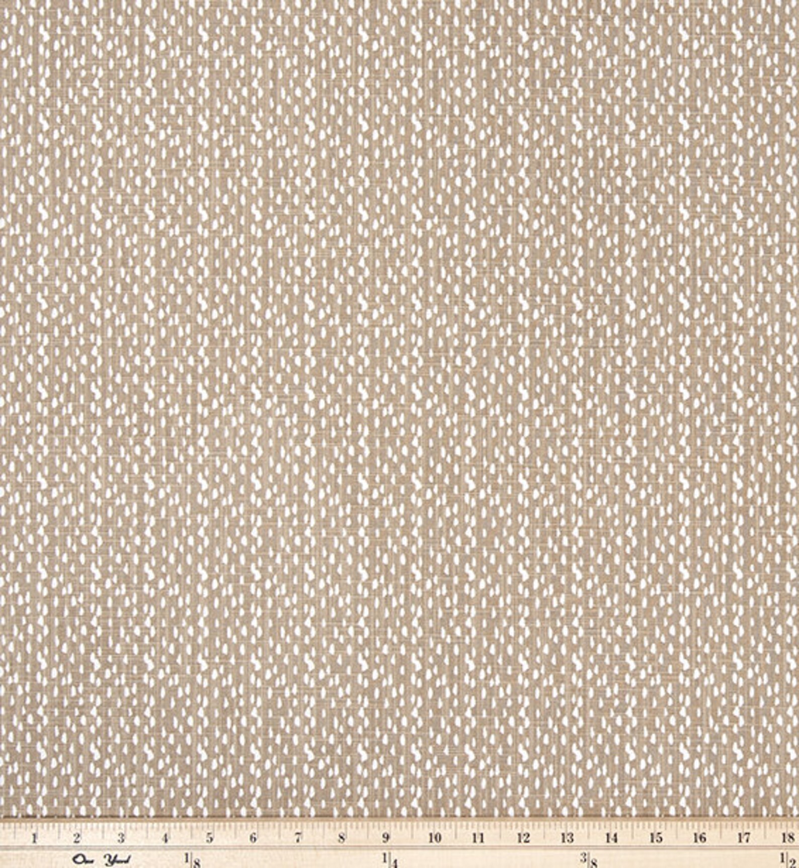 Tan Slub Cotton Fabric: White Dots Abstract Print, Drapery Upholstery ...