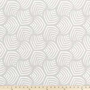 Soft Gray & White Abstract Shell Print Fabric by the Yard Designer Slub ...