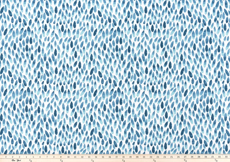 Blue Abstract Print Fabric: Slub Cotton Drapery or Upholstery Fabric - Etsy