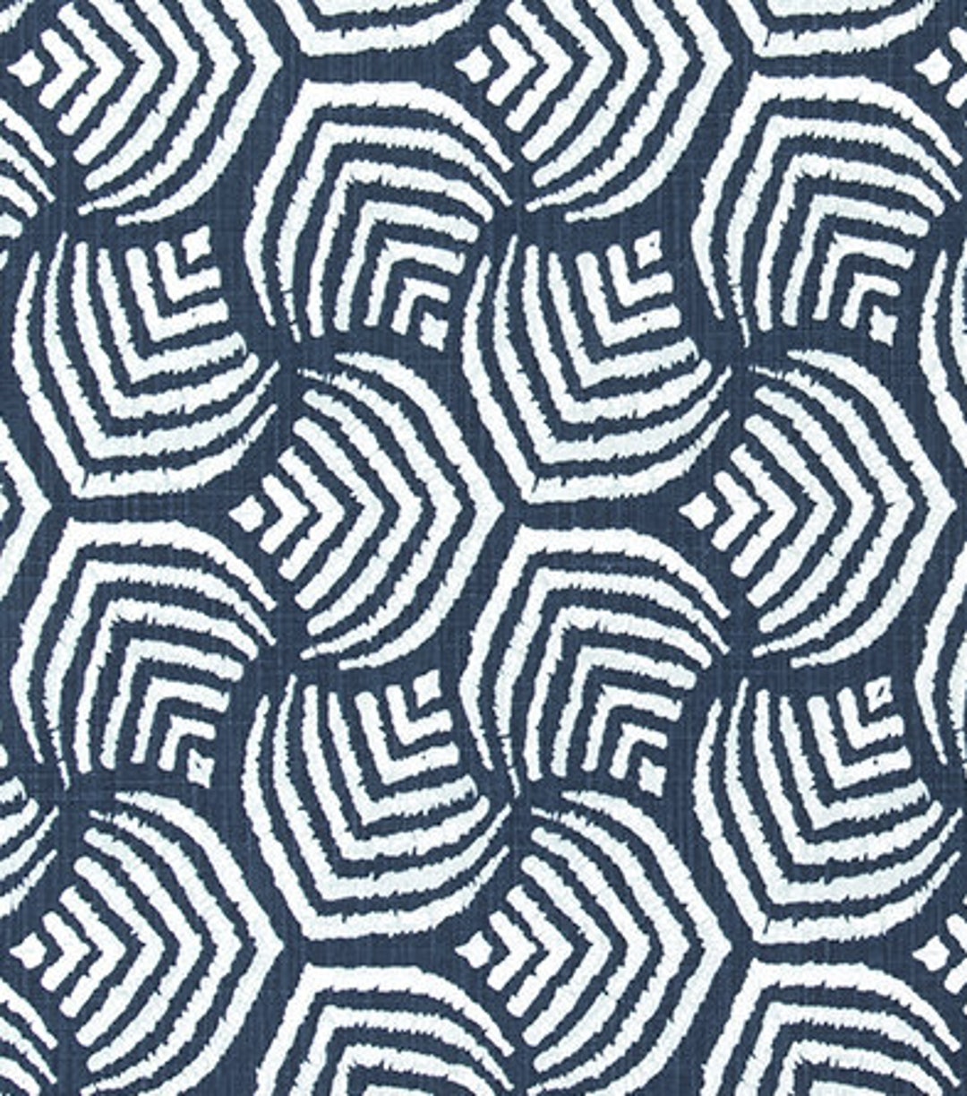 Navy and White Abstract Seashell Print Fabric by the Yard Designer Slub ...
