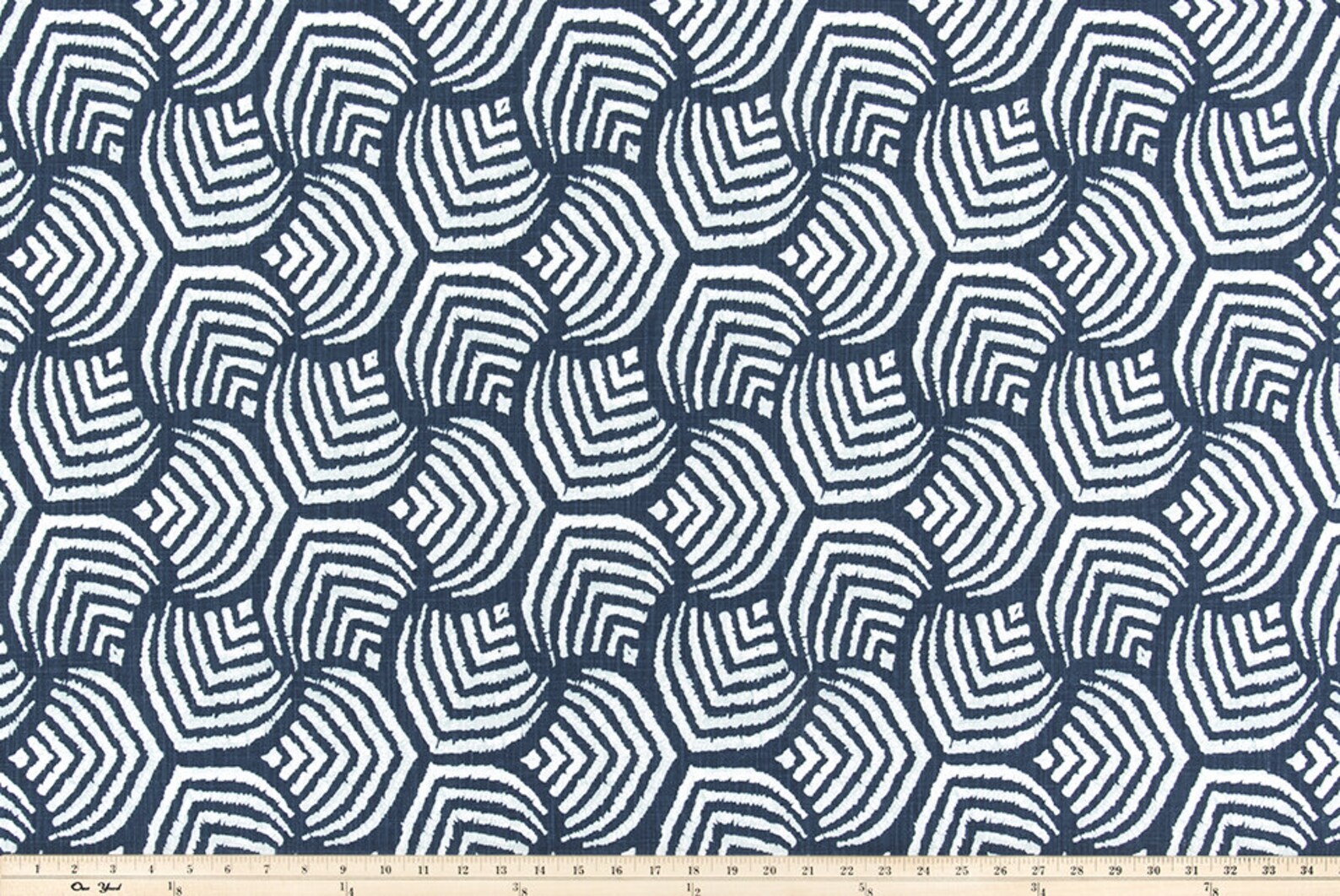 Navy and White Abstract Seashell Print Fabric by the Yard - Etsy