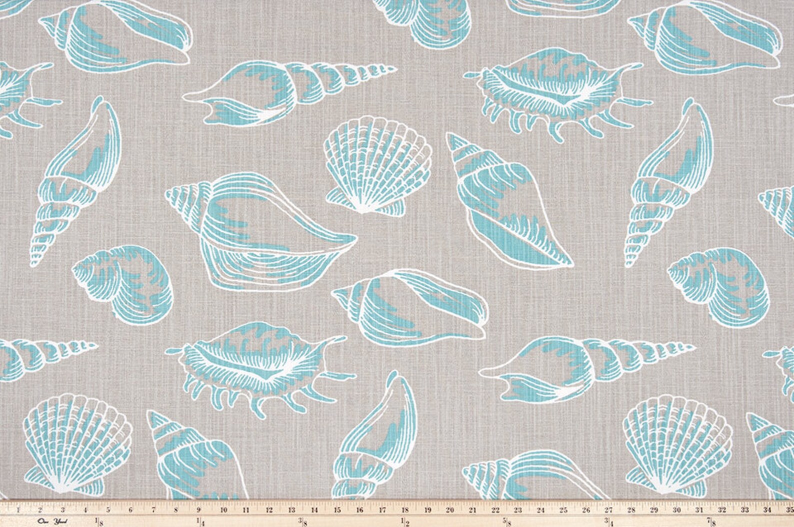 Turquoise and Gray Sea Shells Beach Coastal Nautical Slub - Etsy