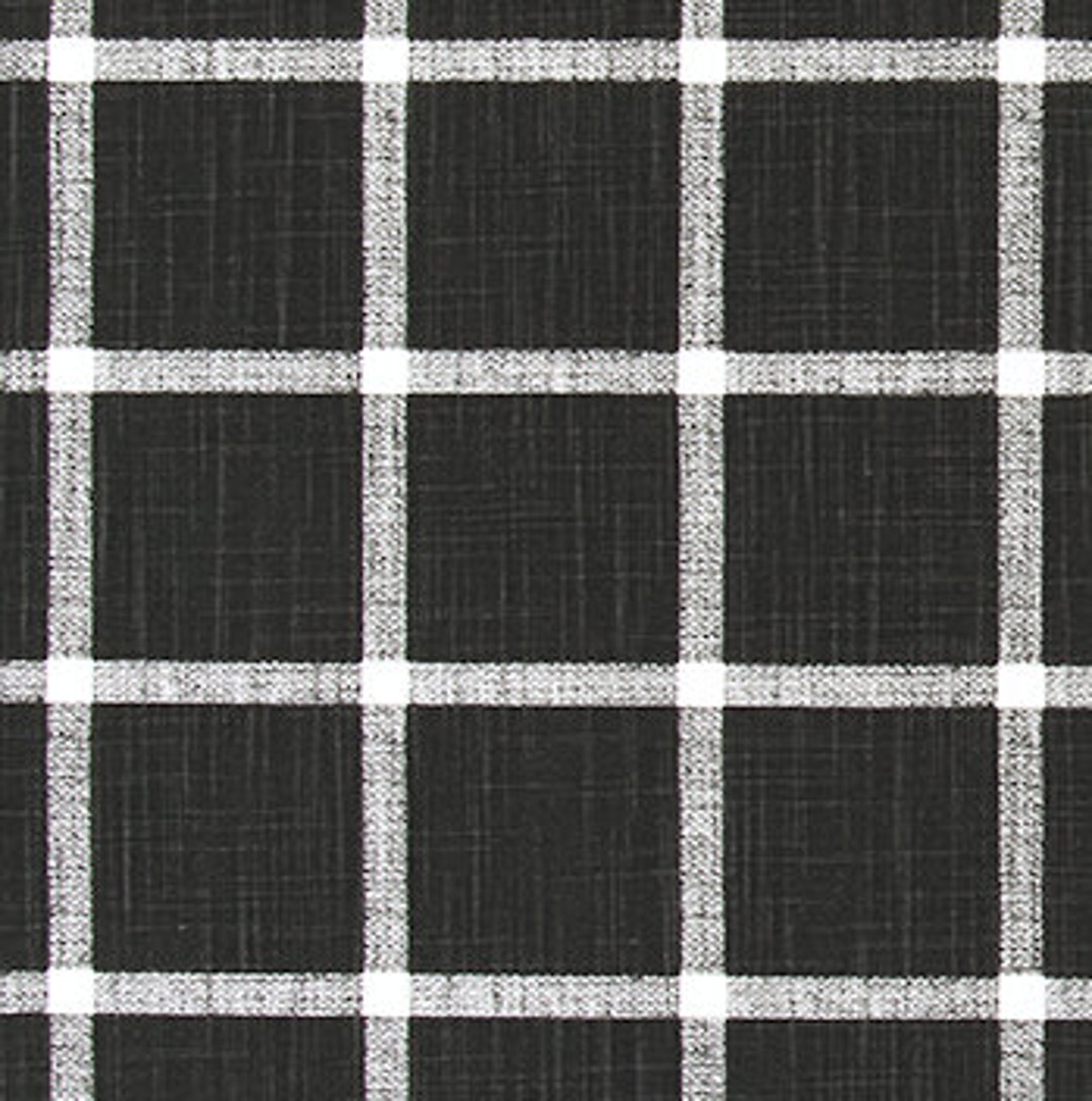 Black and White Windowpane Cotton Slub Fabric: Drapery or Upholstery - Etsy