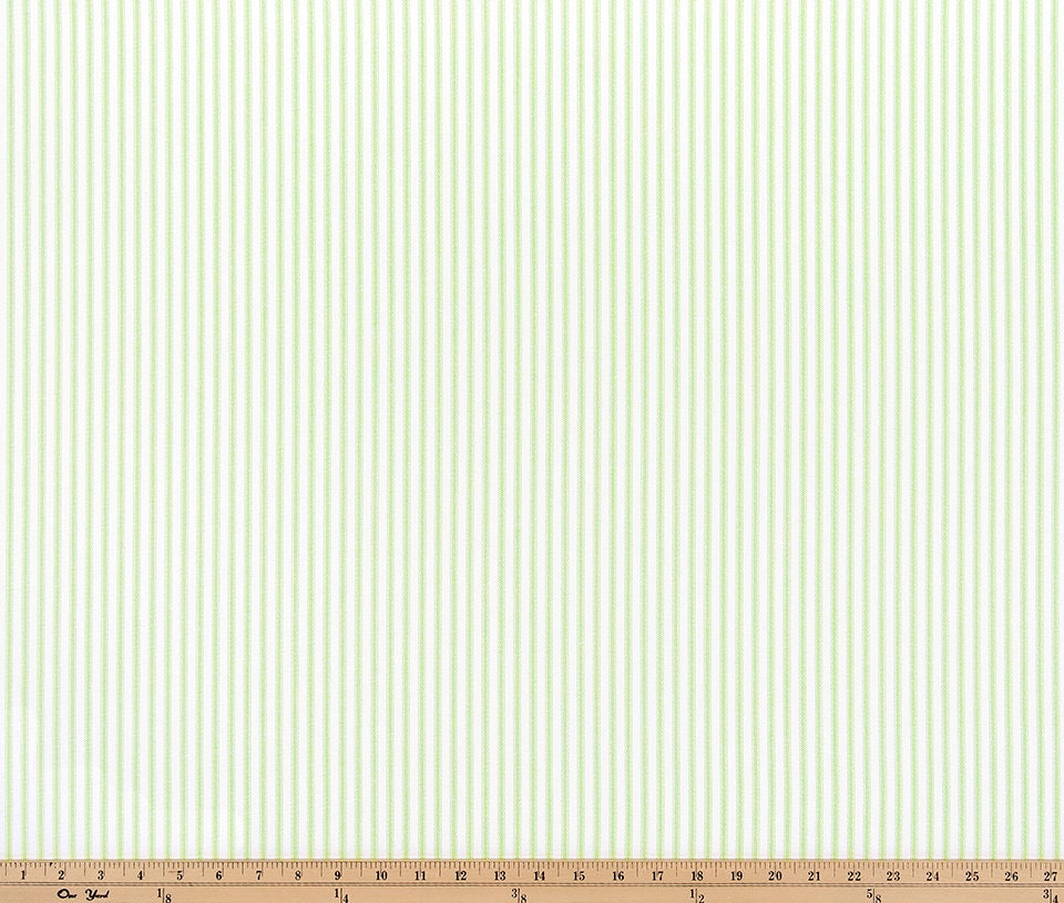 Spring Green and White Small Stripe Cotton Ticking Fabric by | Etsy