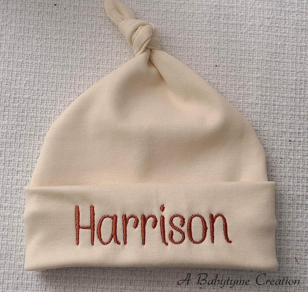 Personalized Newborn Baby Hat, Newborn Hospital Hat, Knotted Baby Hat ...