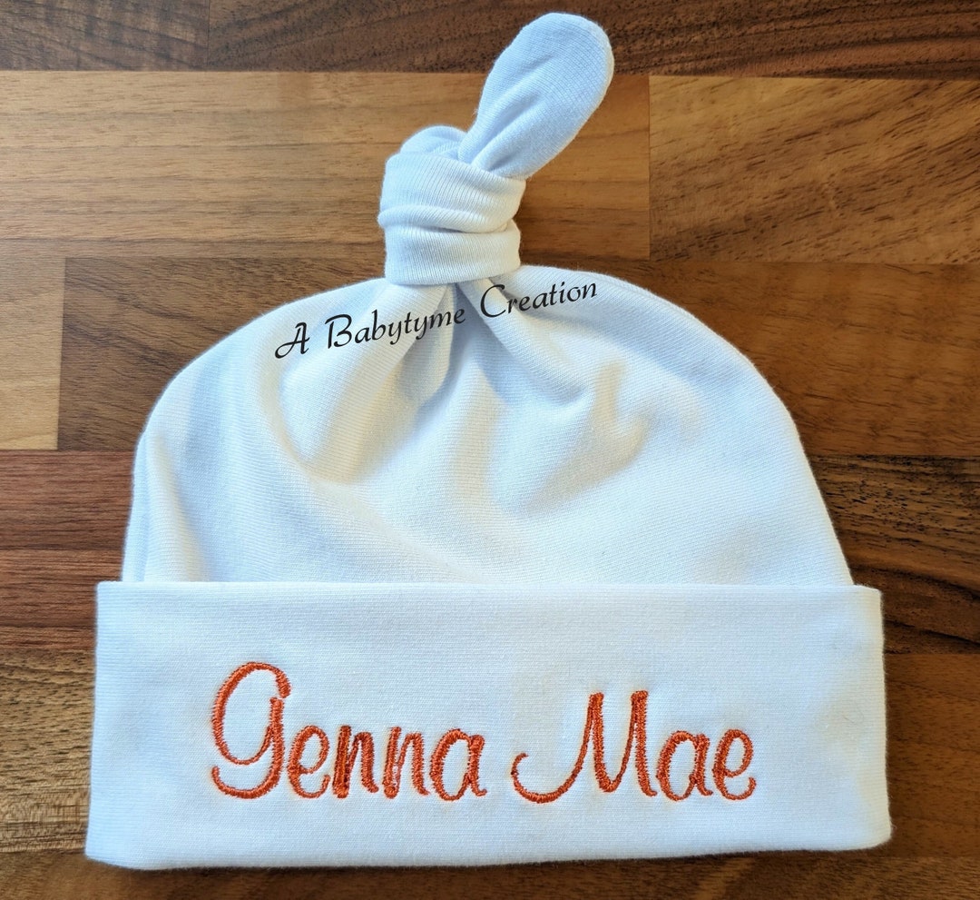 Personalized Newborn Baby Hat, Newborn Hospital Hat, Knotted Baby Hat ...