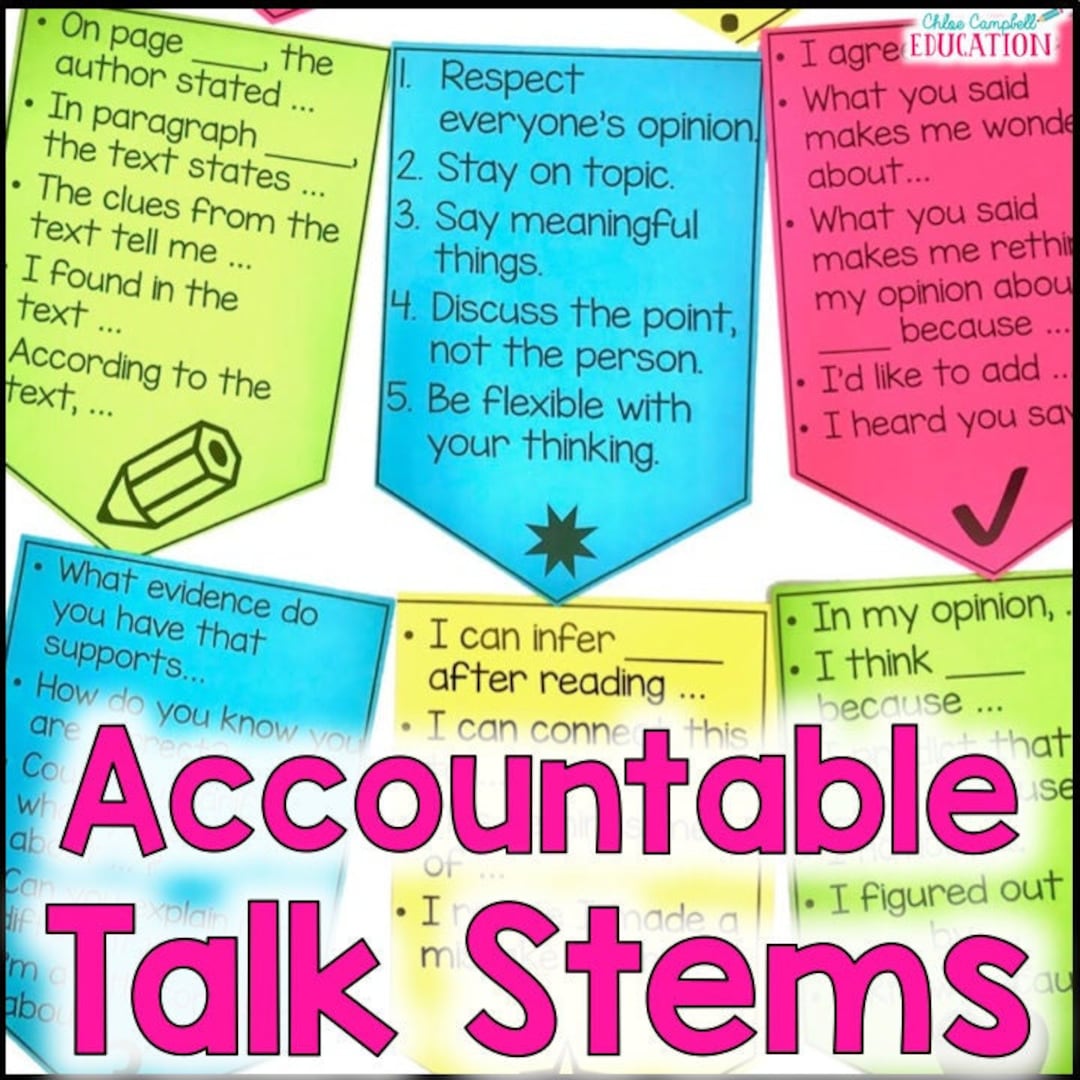Accountable Talk Sentence Starters Back to School Bulletin Board ...