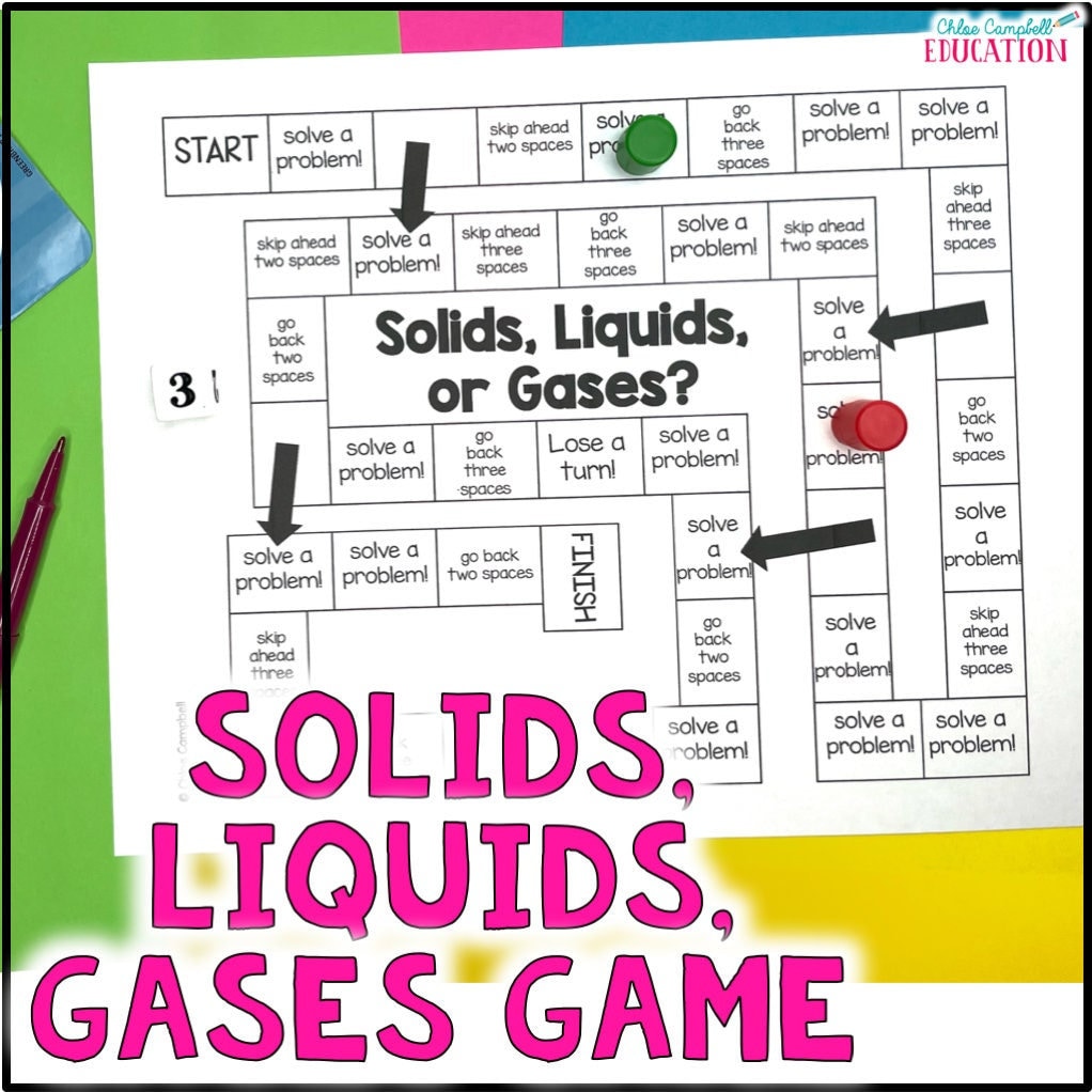 Solids Liquids Gases - States of Matter Science Game - 5th Grade ...