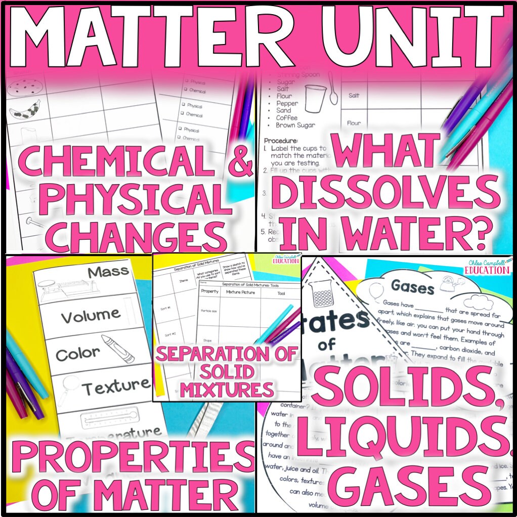 States of Matter Unit - Physical Science - Properties of Matter Solids ...