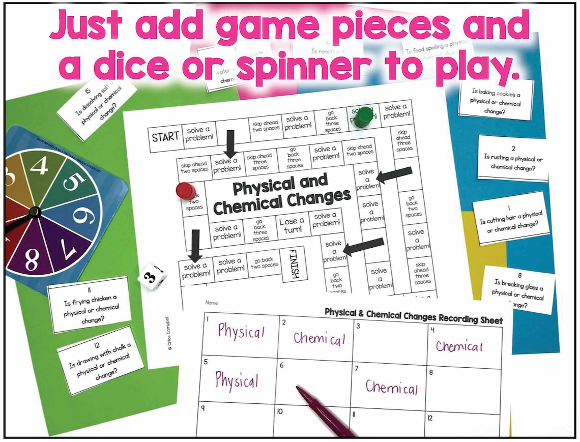 Physical and Chemical Changes Science Game 5th Grade Science - Etsy