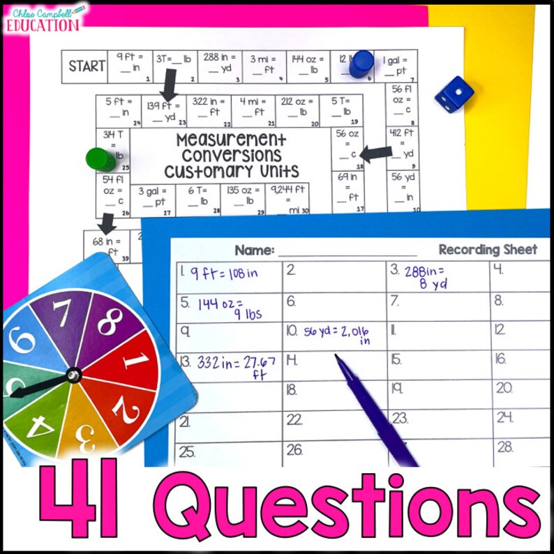 Measurement Conversions Customary Units Board Game Customary ...