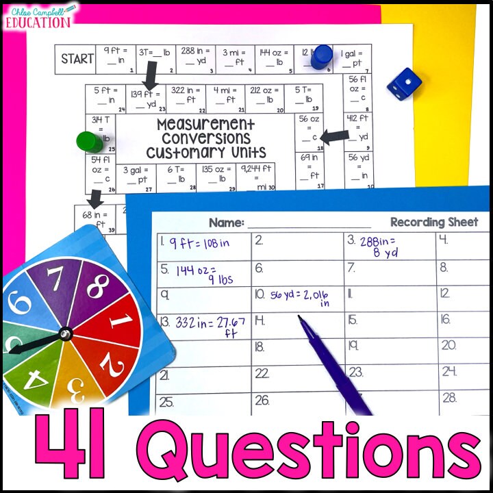 Measurement Conversions Customary Units Board Game Customary ...