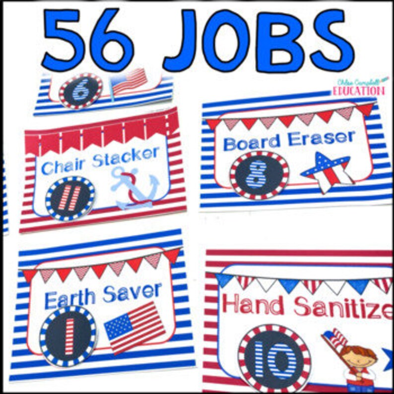 Editable Classroom Jobs Chart | Patriotic Themed Classroom Decor - Etsy