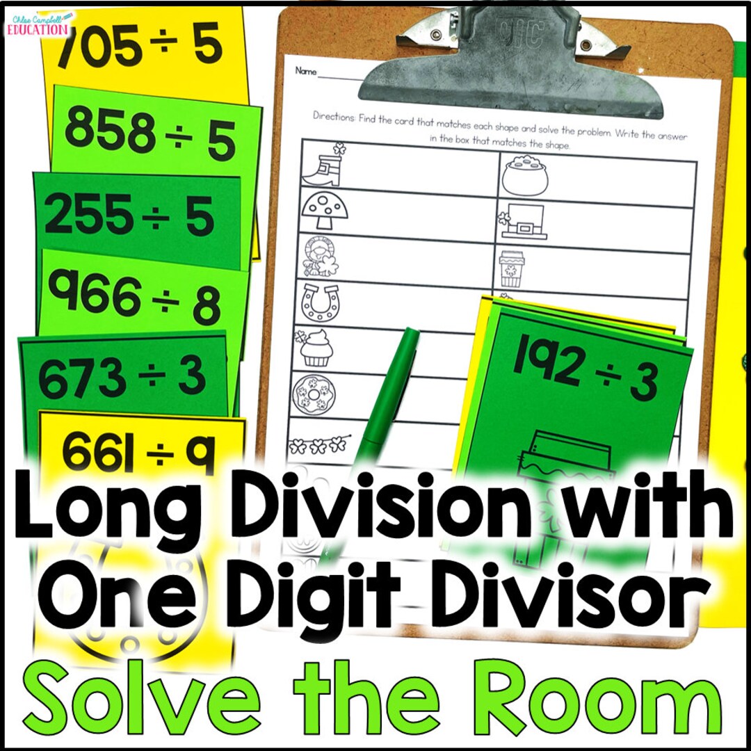 Long Division - Solve the Room Activity - St. Patrick’s Day Math - Etsy