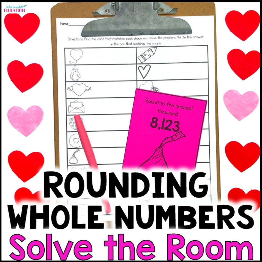 Rounding Whole Numbers - Valentine's Day Math - Solve the Room Scoot - Etsy