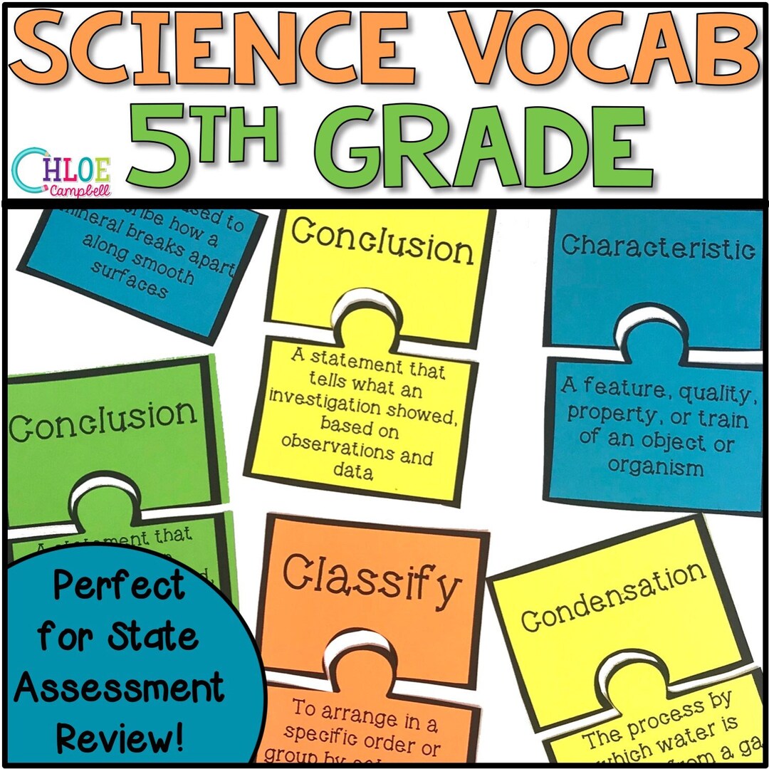 5th Grade Science Vocabulary Matching Game - Science Vocabulary ...