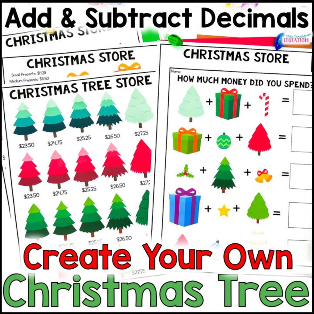 Decorate a Christmas Tree Math Project Adding and - Etsy
