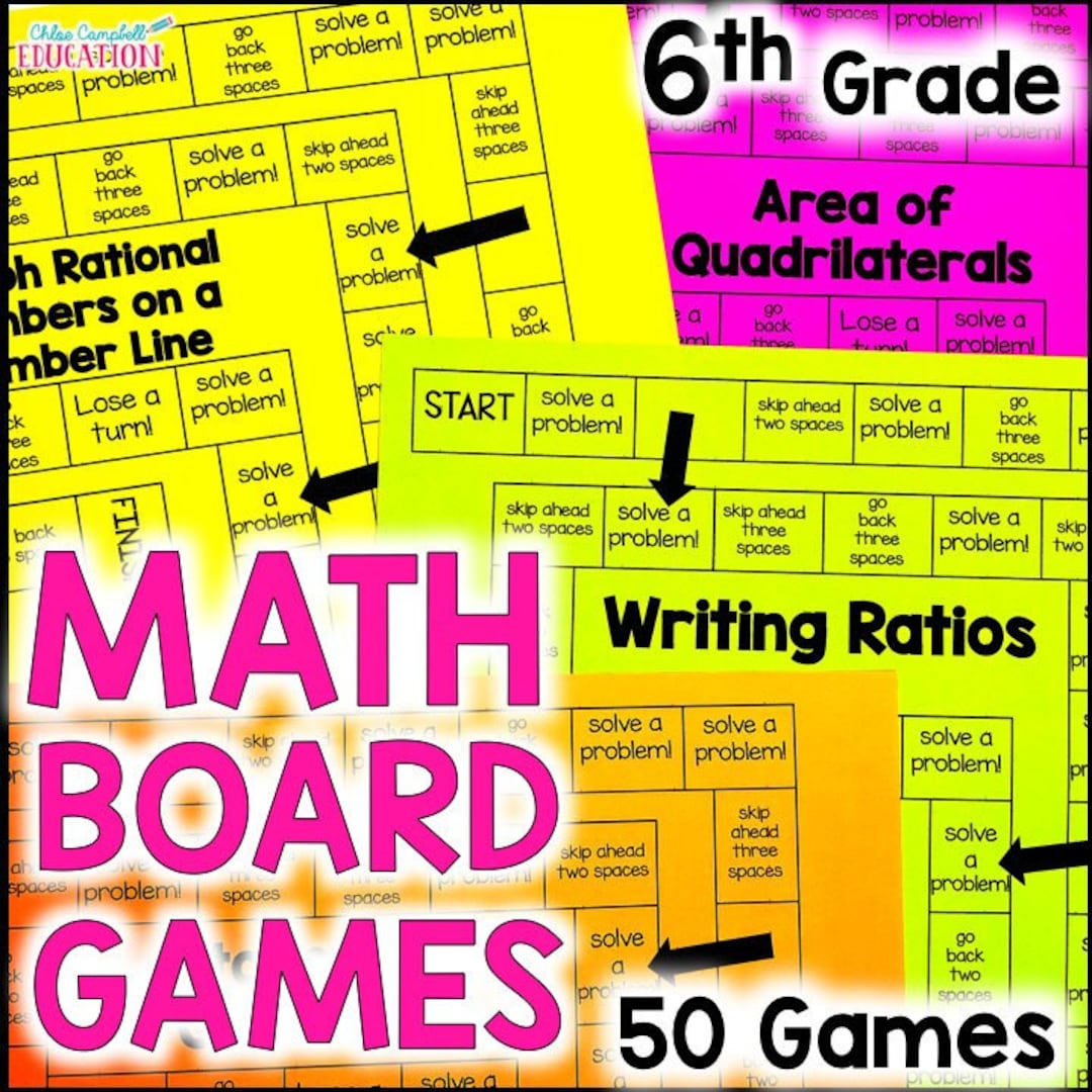 Homeschool 6th Grade Math Centers for the Entire Year - 50 Math Games ...