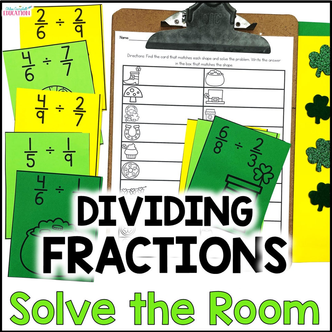 Dividing Fractions Solve the Room Activity St. Patricks Day Math - Etsy