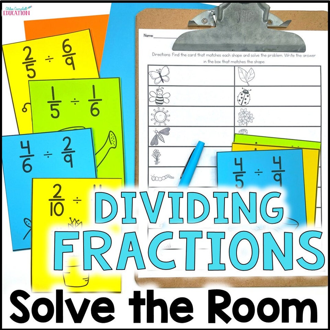 Dividing Fractions Activity - Solve the Room - Fraction Math Center - Etsy